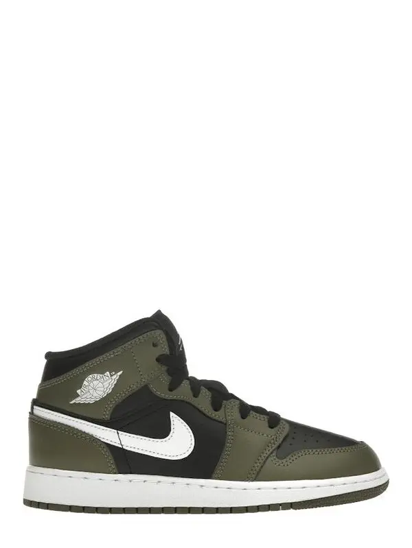 JORDAN 1 Mid Sneakers - Black/white/medium Olive