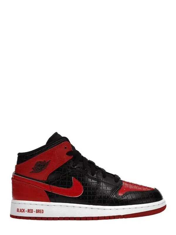 JORDAN 1 Mid Bred Text - Black/gym Red/white