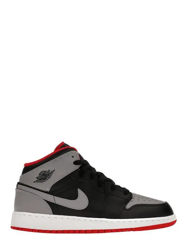 JORDAN 1 Mid Bred Shadow Sneakers - Black/fire Red/white