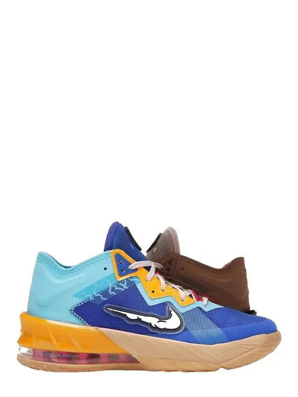 Nike Lebron 18 Low Wile E. Vs Roadrunner Space Jam Gs Sneakers - Racer Blue/baltic Blue/university Gold