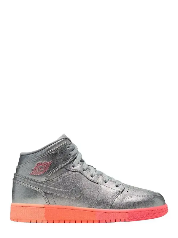 JORDAN 1 Mid Sunrise Sneakers - Metallic Silver/racer Pink/wolf Grey