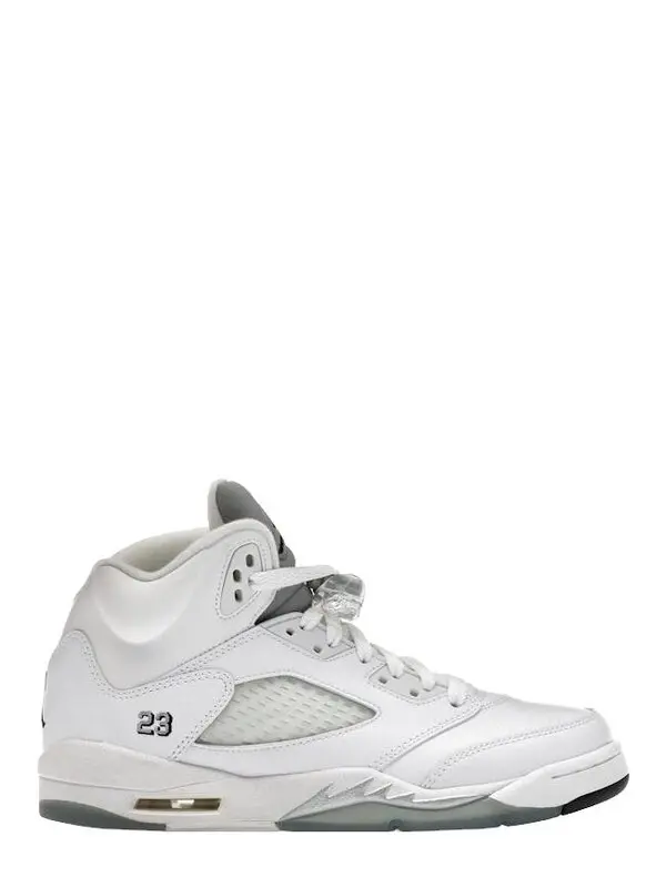 JORDAN 5 Retro Metallic High-top Sneakers - White/black/metallic Silver