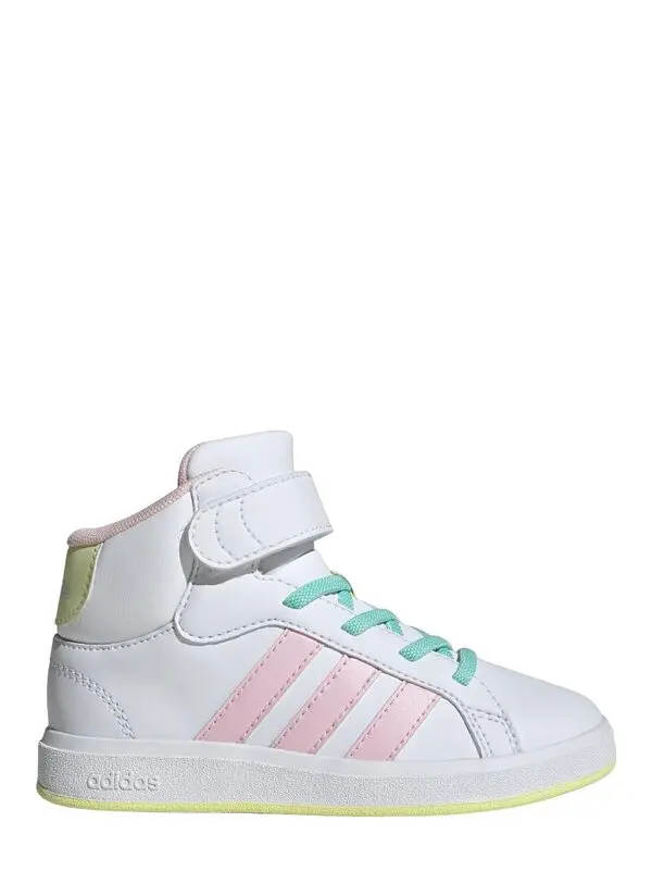 Adidas Grand Court Mid High-top Sneakers - Cloud White/clear Pink/ice Yellow