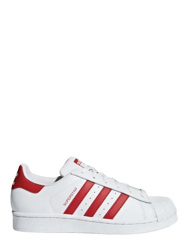 Adidas Superstar Lace Up Sneakers - Cloud White/scarelet Red