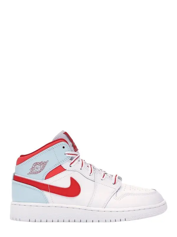 JORDAN 1 Mid - White/university Red/topaz Mist
