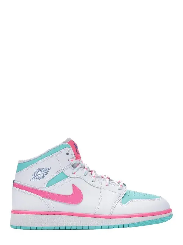 JORDAN 1 Mid Gs - White/digital Pink/aurora Green