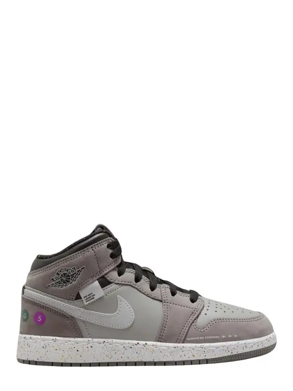 JORDAN 1 Mid Wings Nyc Subway Sneakers - Gunsmoke/matte Silver/black