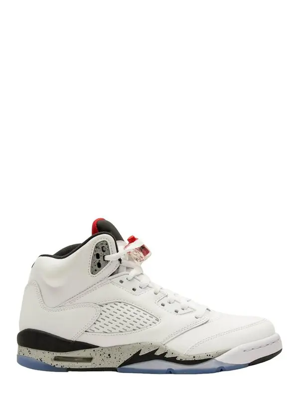 JORDAN 5 Retro Cement Sneakers - White/university Red/black