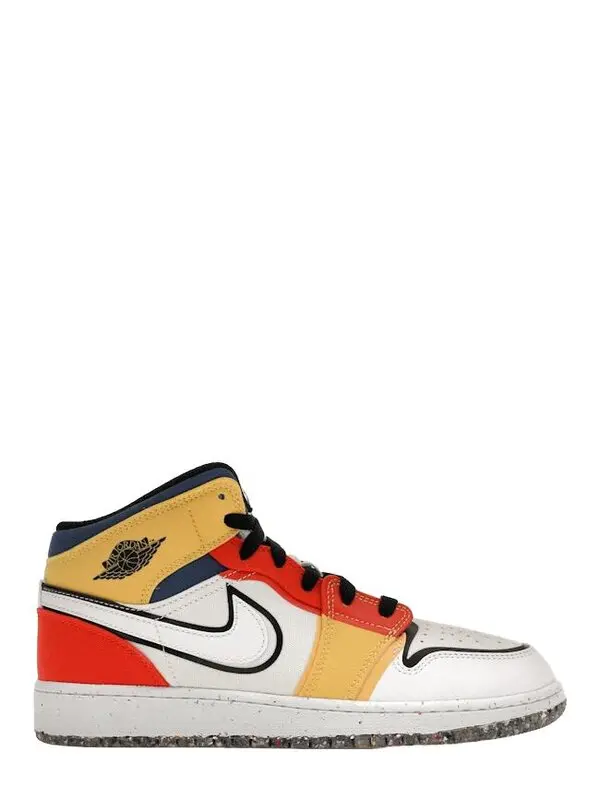JORDAN 1 Mid Canvas Sneakers - White/black/picante Red