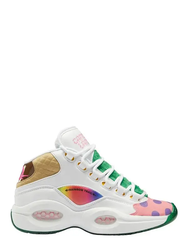 REEBOK Question Mid Sneakers - White/pixie Pink/goal Green