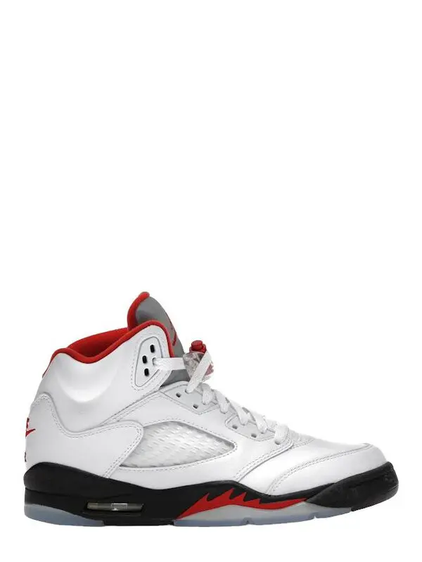JORDAN 5 Retro Fire Red Silver Tongue 2020 Gs - White/black/metallic Silver