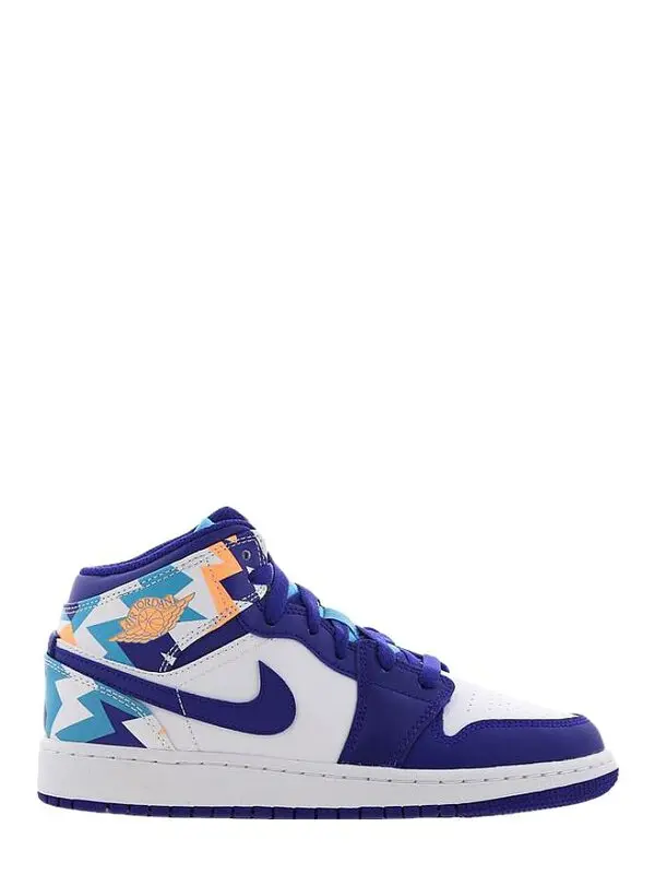 JORDAN 1 Mid Geometric Print Gs Sneakers - White/blue