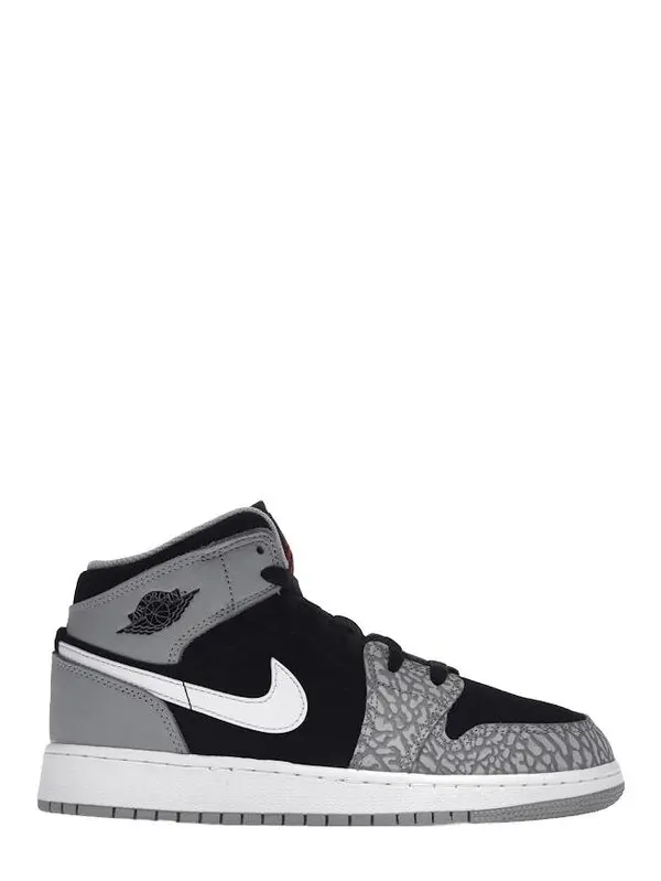 JORDAN 1 Mid Se Elephant Print Sneakers - Black/white/light Smoke Gray