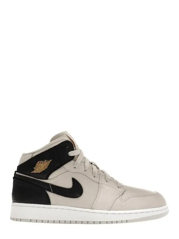 JORDAN 1 Mid Sneakers - Light Bone/metallic Gold/black