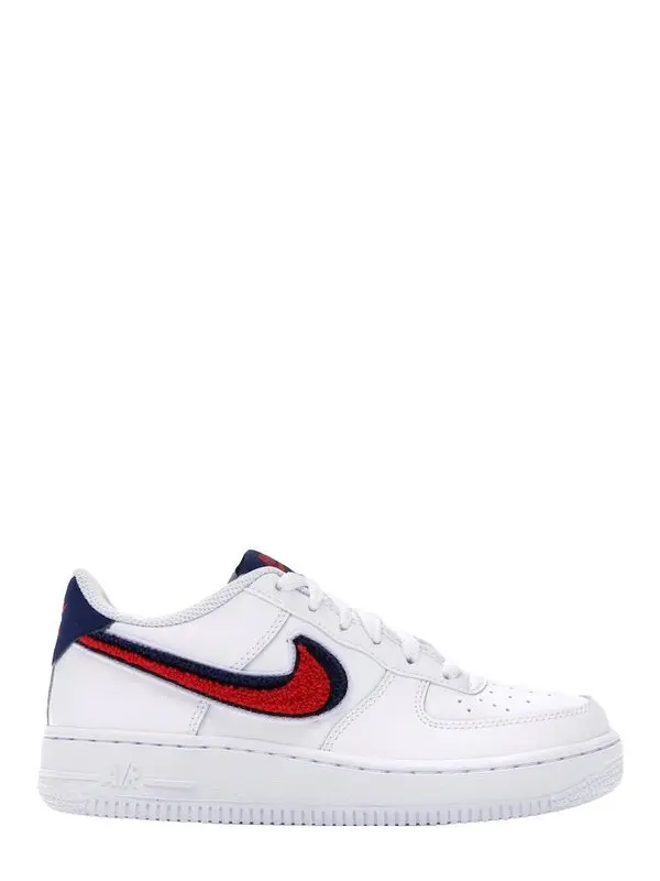 Nike Force 1 Low Sneakers With 3d Chenille Swoosh - White/university Red/blue Void