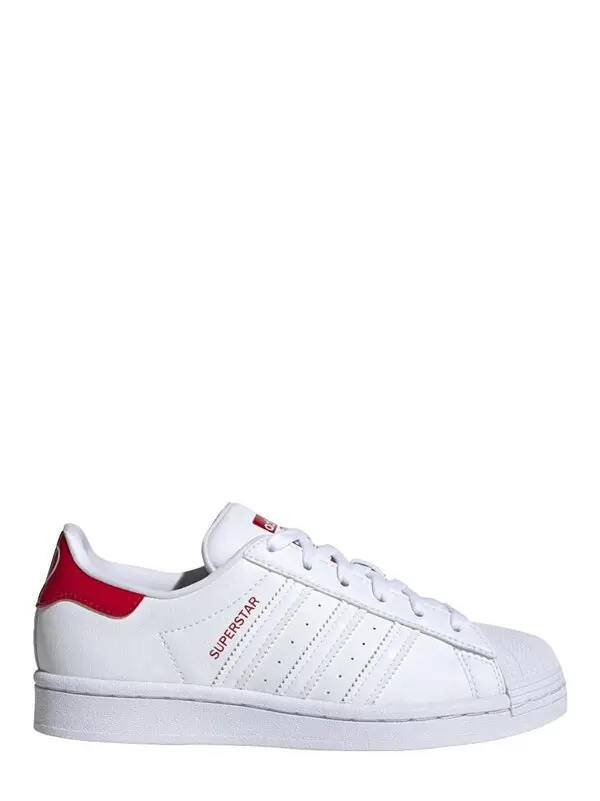 Adidas Superstar Lace Up Sneakers - White/scarelet Red