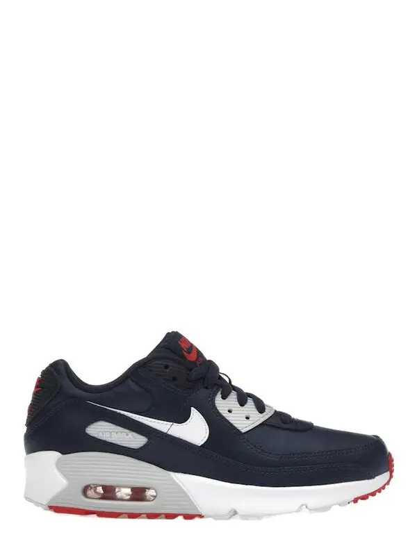 Nike Air Max 90 Leather Sneakers - Obsidian/midnight Navy Blue/track Red
