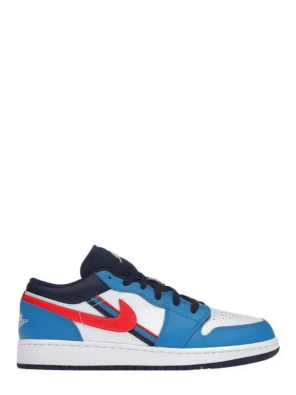 JORDAN 1 Low Game Time Sneakers - White/flash Crimson/comet Blue