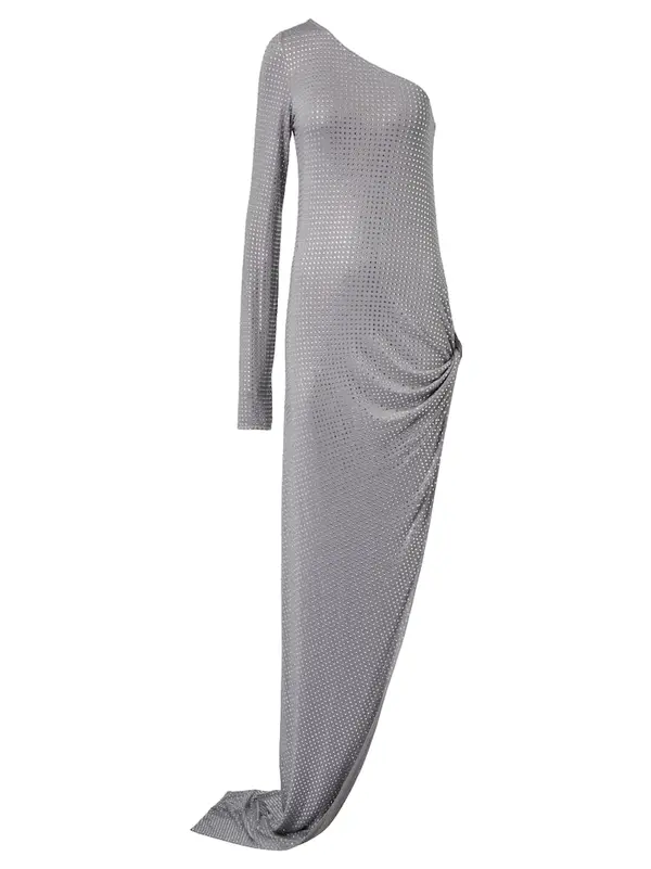 Attico Crystal-embellished One-shoulder Gown - Grey