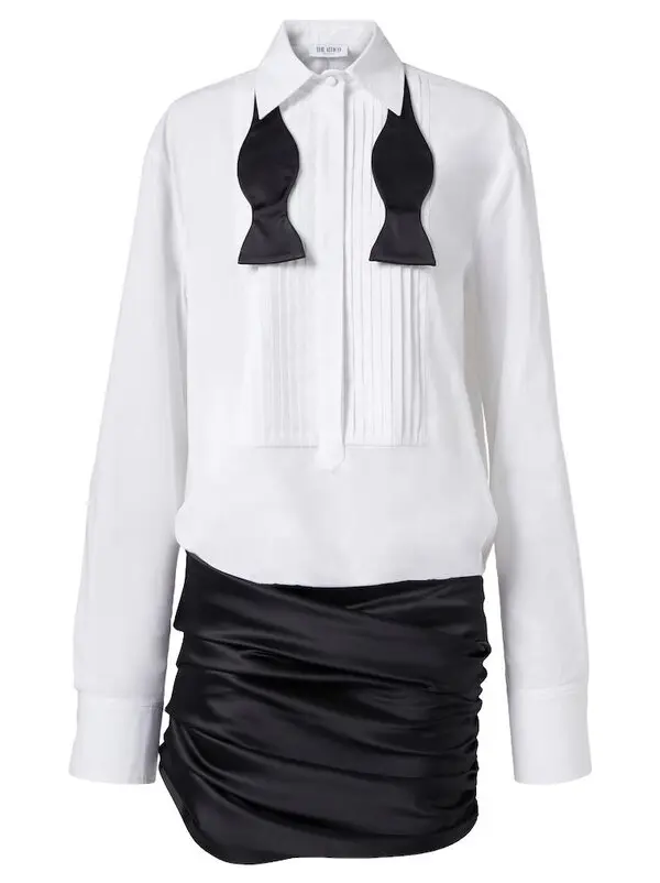 Attico Poplin And Satin Minidress - White