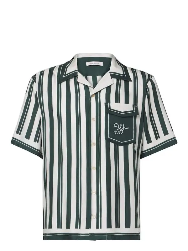 WALES BONNER June Striped Silk Bowling Shirt - Green