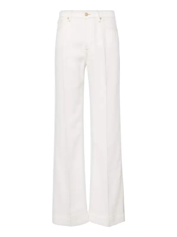 7 For All Mankind Mid-rise Wide-leg Jeans - White