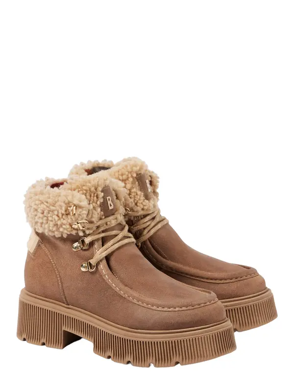 Bogner Turin Suede And Shearling Boots - Beige