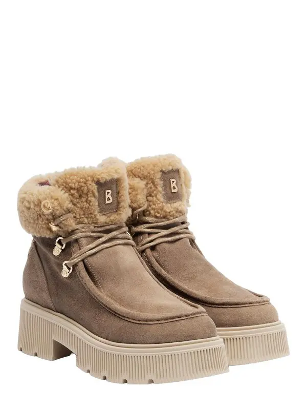 Bogner Turin Suede And Shearling Boots - Beige