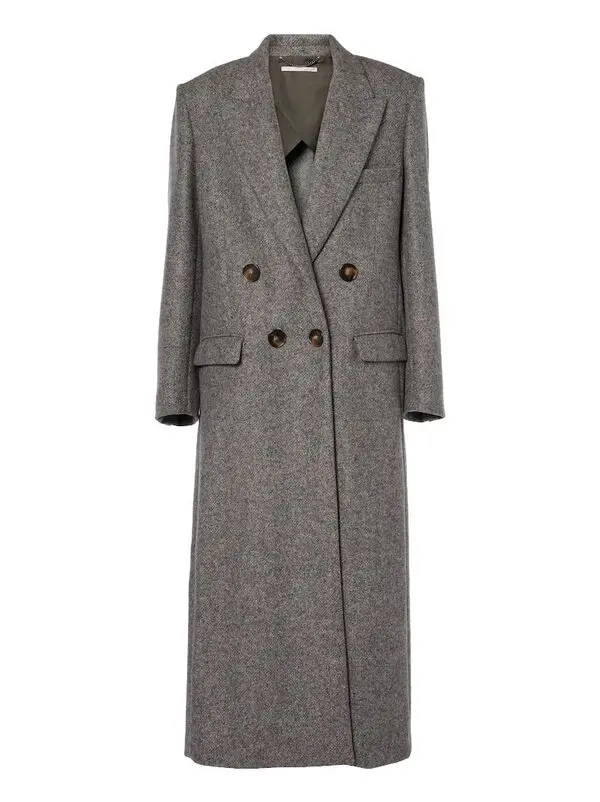 Stella McCartney Double-breasted Wool And Silk-blend Coat - Grey