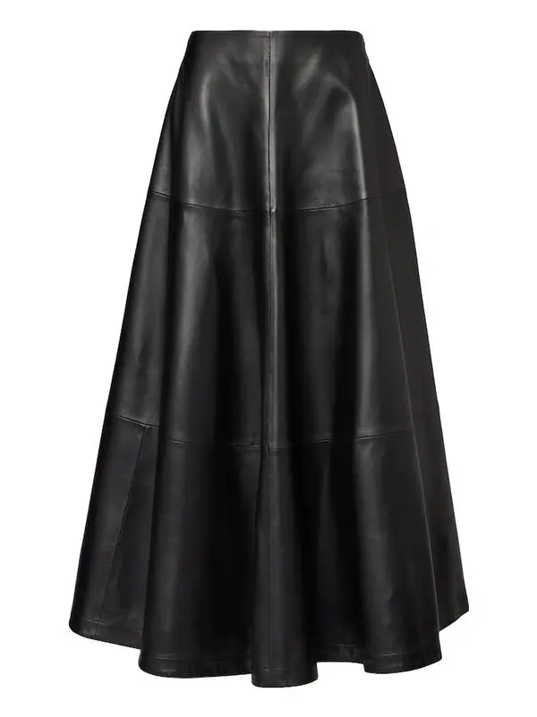Altuzarra Varda Leather Midi Skirt - Black