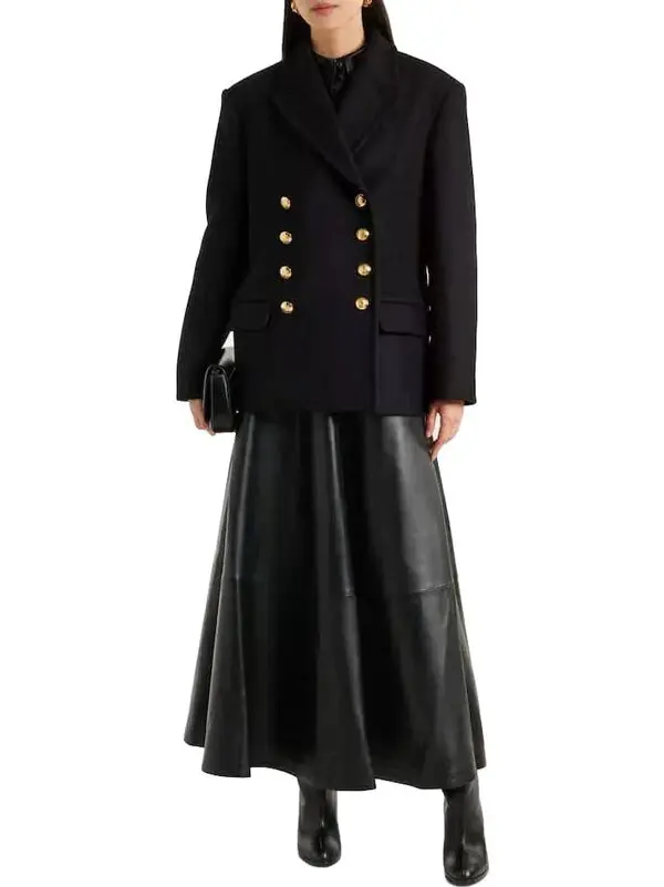 Altuzarra Varda Leather Midi Skirt - Black