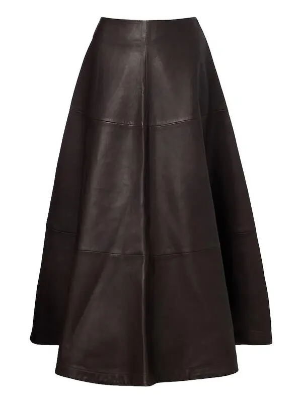 Altuzarra Varda Leather Midi Skirt - Brown