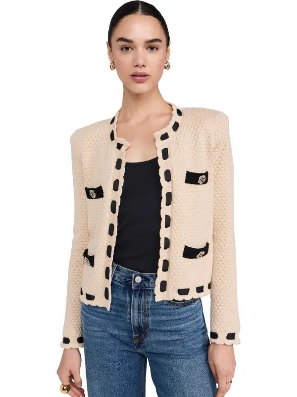 L'Agence Astor Cardigan - Biscuit/black