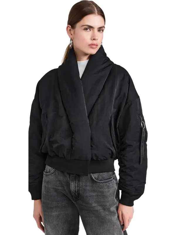 Alpha Industries Shawl Collar Flight Jacket - Black
