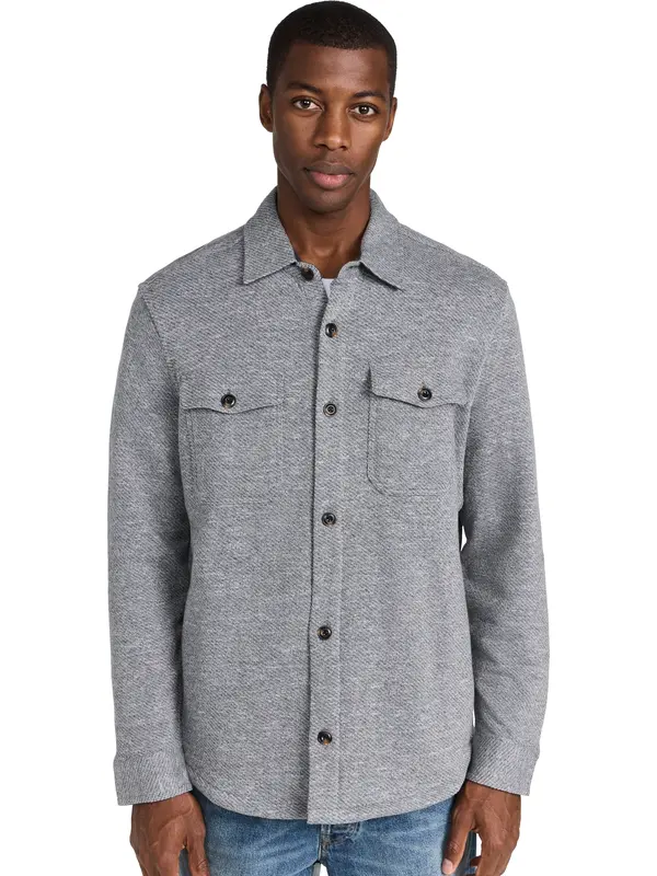 Faherty Brand Inlet Knit Shirt Jacket - Medium Grey Melange