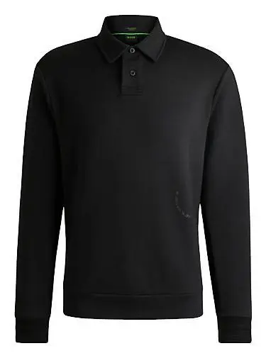 BOSS Logo-emed Relaxed-fit Stretch Cotton-blend Polo Shirt - Black