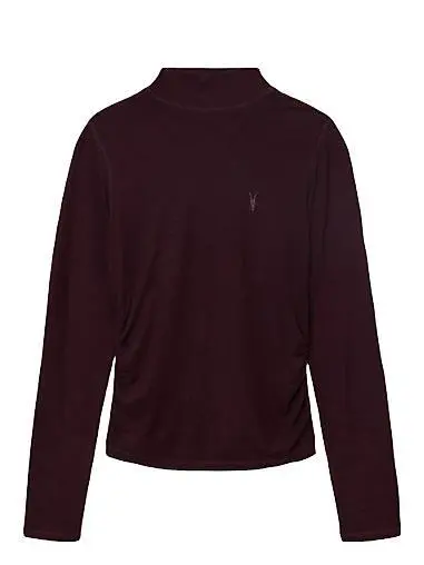 ALLSAINTS Rina Roll-neck Long-sleeve Top - Oxblood Red
