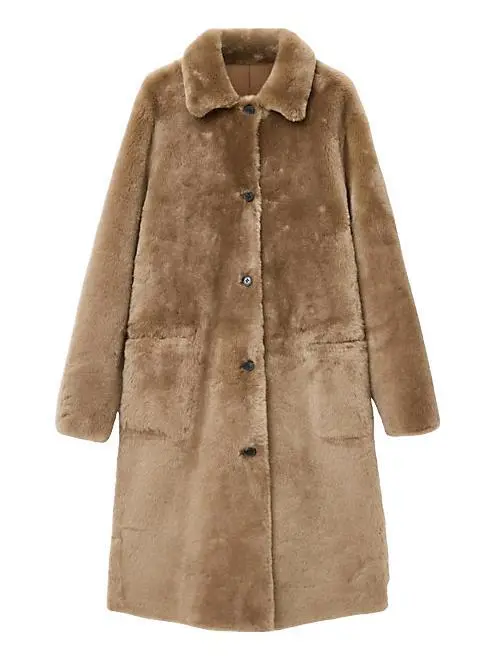 ALLSAINTS Serra Regular-fit Reversible Shearling Coat - Conker Brown
