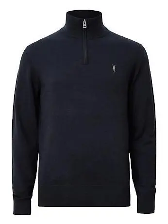 ALLSAINTS Kilburn Funnel-neck Wool-blend Jumper - Navy Blue