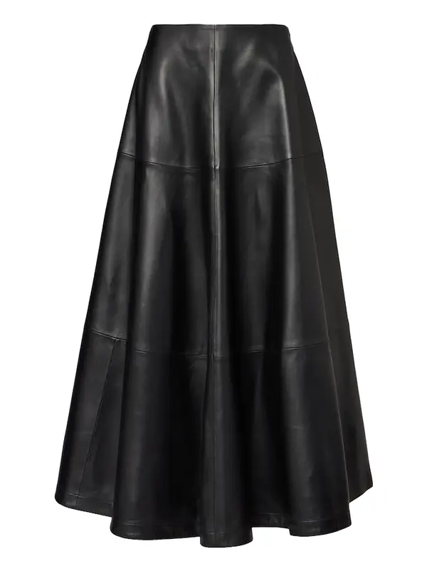Altuzarra Varda Leather Midi Skirt - Black