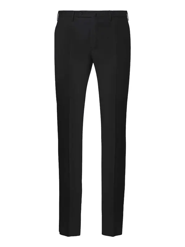 SLOWEAR Incotex Wool Straight Leg Trousers - Black