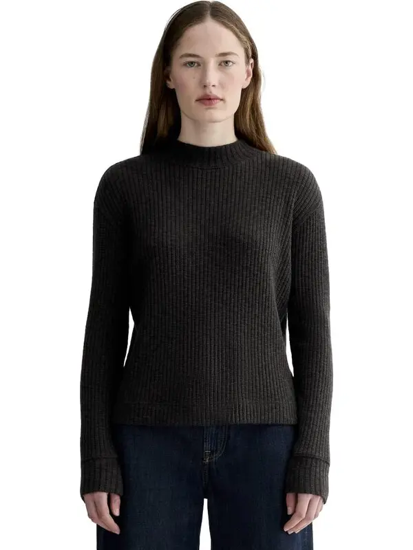 Everlane Cozy Rib Funnel-neck Top - Black
