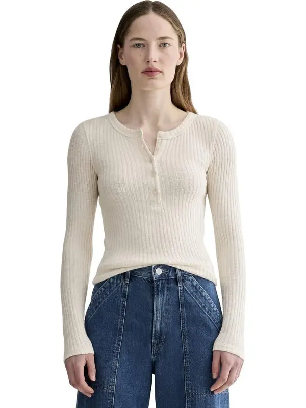 Everlane Cozy Rib Henley - Bone
