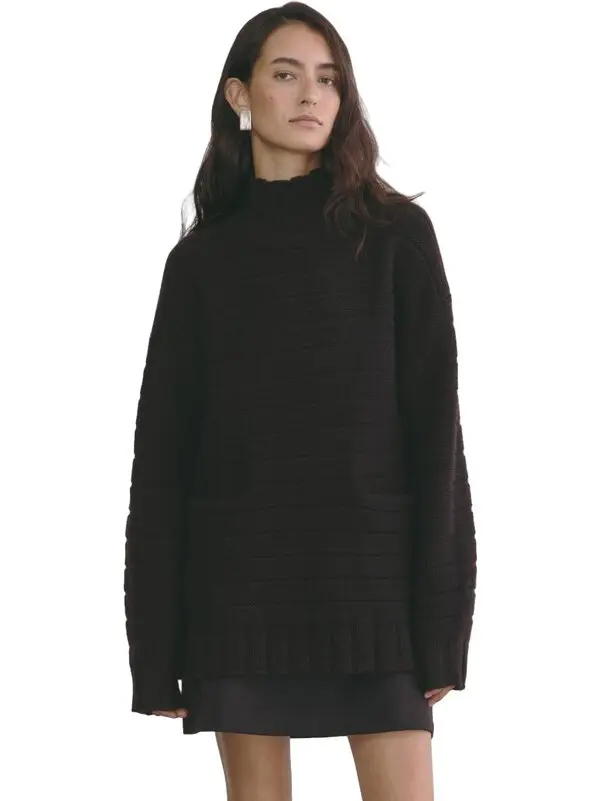 Everlane Oversized Turtleneck Luxe Merino Sweater - Black