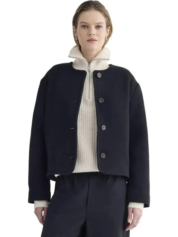Everlane Wool Cocoon Coat - Black