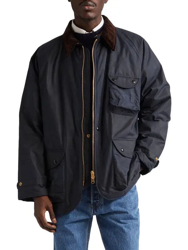DRAKE'S Water Repellent Waxed Cotton Coverall Jacket - 250 Navy