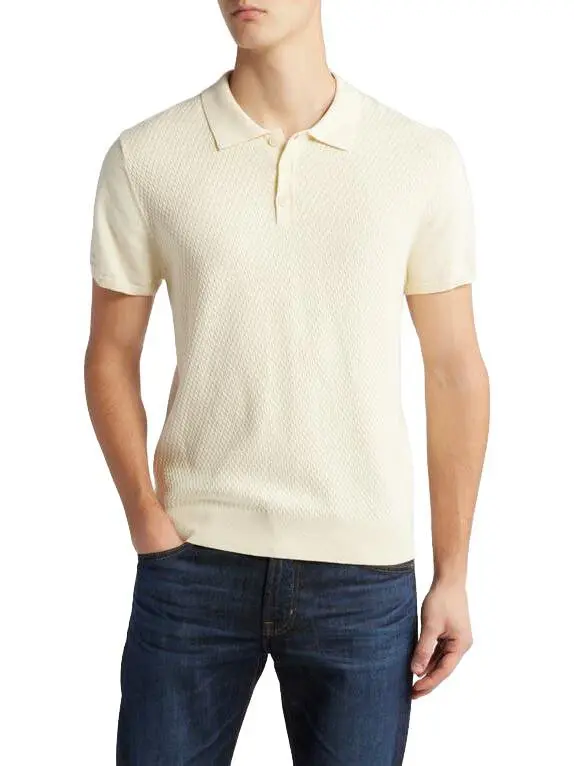 SCHOTT Basket Weave Cotton Knit Polo - Off White