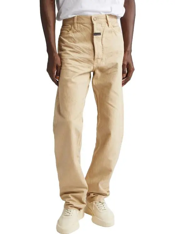 Fear Of God Five-pocket Straight Leg Jeans - Washed Dune