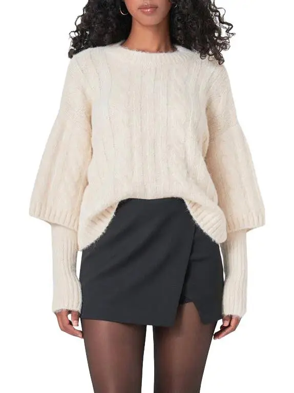 Endless Rose Twofer Cable Layered Sweater - Cream