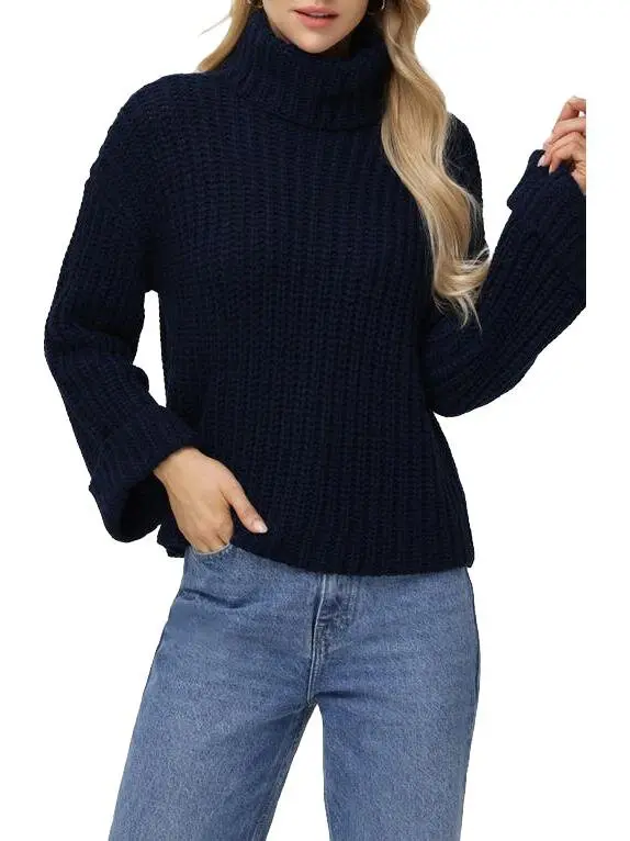 525 America 525 Vida Bell Sleeve Turtleneck Sweater - Dark Blue